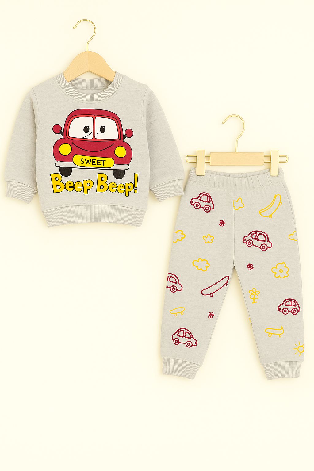Sweet Beep Beep car light gray track suit- Boys (R-45) – Coco Club