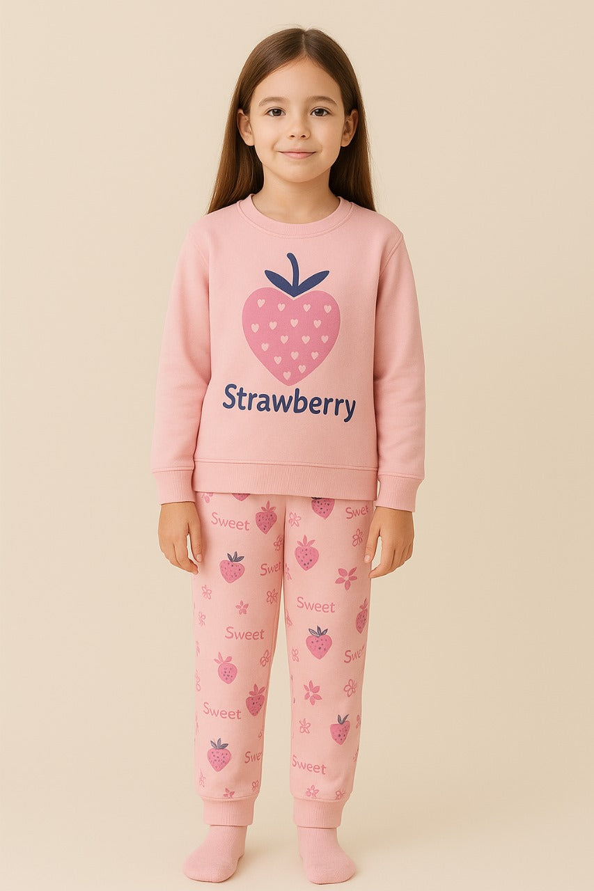 Sweet Strawberry baby pink Track suit- Girls (R-35) – Coco Club